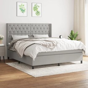 Box spring postel s matrací světle šedá 160 x 200 cm textil,  3131681