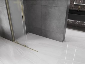 Mexen Velar L, posuvná sprchová zástěna Walk-in 110 x 200 cm, 8mm sklo námraza, zlatá lesklá, 871-110-003-33-50