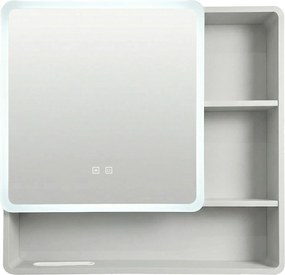 Rea Rea, LED zrcadlová skříňka s osvětlením 70x65 cm, plast, M1016-70, bílá-šedá, REA-M0101