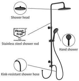 Černý sprchový set z nerezové oceli 120 cm Water Saving – Wenko