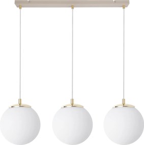 Závěsné svítidlo Florence, 3x bílé skleněné stínítko, g/be