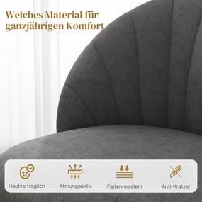 HOMCOM sada 4 židlí v sametovém vzhledu – polstrované ergonomické opěradlo, ocelové nohy, tmavě šedá