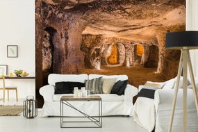 DIMEX | Samolepicí vliesová fototapeta na zeď Jeskynní městečko MA-5-1750 | 375 x 250 cm | krémová, hnědá