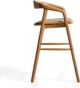 Barová židle s područkami z dubového dřeva v přírodní barvě (výška sedáku 65 cm) Derile – Kave Home