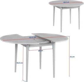 Kulatý rozkládací jídelní stůl s přídavnou deskou v dekoru dubu ø 100 cm Viona – Kalune Design