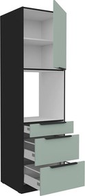 ARIA sc | vysoká skříňka 60 DPS-210 3S1F na vestavnou troubu | PREMIUM BOX | 60 cm | ANTI FINGERPRINT povrch | černá/aquamarine