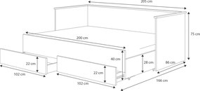 ADRK Furniture Postel dvojitá s matracemi HELA II 200x80 CH-Hel-II-200-E2200