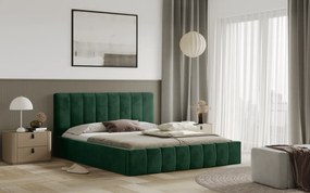 Postel RIMINI 140x200 zelená s úložným prostorem
