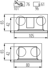Orientační svítidlo 230V Kanlux GLASI LED 3W P WW-GR šedá 3000K teplá bílá 33692