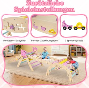 Costway Trojúhelníkový set 9-in-1 skládací lezecká hračka Montessori dřevěná