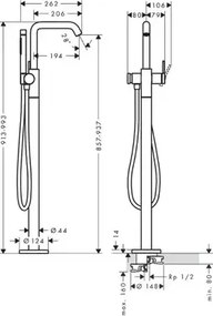 Hansgrohe - Vanová baterie do podlahy, kartáčovaný bronz