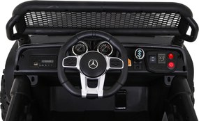 Ramiz Mercedes Benz Unimog elektrické autíčko pro děti maskáčové lakované + pohon 4x4 + dálkové ovládání + nosič zavazadel + pomalý start + MP3 + LED