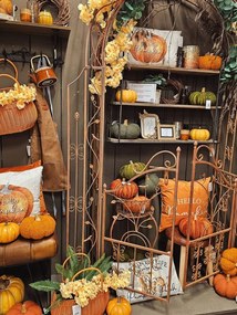 Oranžová textilní dekorace dýně Pumpkin - Ø 15*13 cm