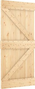 vidaXL Posuvné dveře s kováním 95 x 210 cm masivní borové dřevo [3203250]