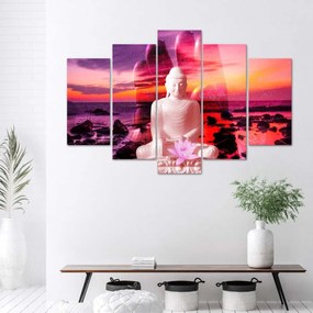 Obraz na plátně pětidílný Buddha Sunset Sea - 150x100 cm