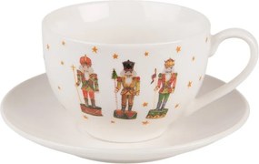 Porcelánový šálek s podšálkem s Louskáčky Happy Little Christmas - 12*9*6 cm / Ø 14*2 cm / 200 ml