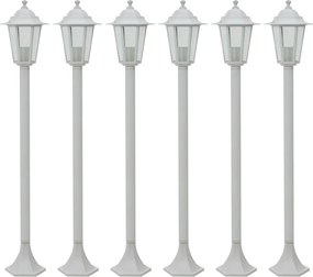 vidaXL Zahradní sloupové lampy 6 ks E27 110 cm hliníkové [44215] Barva: Bílá