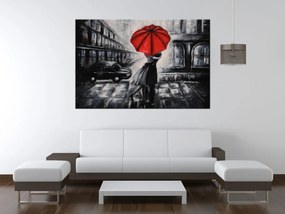 Gario Ručně malovaný obraz Červený polibek v dešti Rozměry: 100 x 70 cm