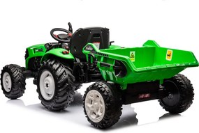 LEAN CARS Akumulátorový traktor HC-306 s přívěsem, světle zelený, 24 V