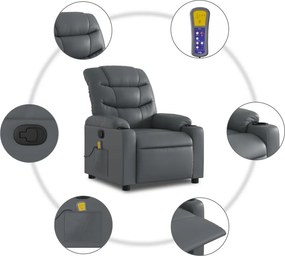 Masážní polohovací křeslo šedé, umělá kůže 3206905
