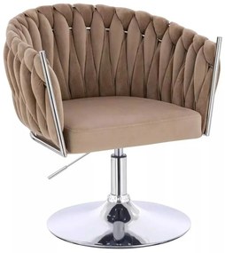 LuxuryForm DESIGN Otočná židle NORDEN VELUR na stříbrném talíři - latte