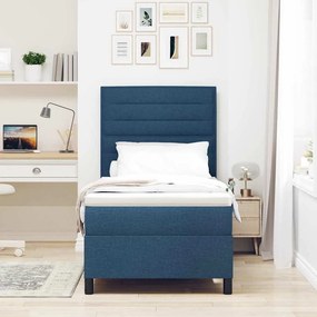 Postel s boxspringem s matrací s čelo Modrá 90 x 190 cm textil 3339279