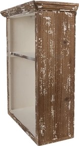 Bílo - hnědá antik nástěnná dřevěná polička Julia - 36*15*43 cm