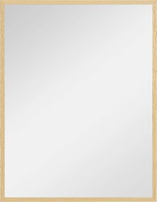 HOMCOM Obdélníkové Zrcadlo na Stěnu 90 x 70 cm, dřevěný rám, ideální do koupelny, obývacího pokoje nebo ložnice, přírodní