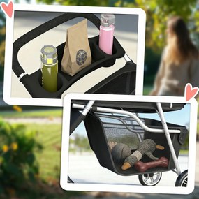 Skládací kočárek pro psy Kočárek pro psy s úložným košíkem Polštářek Síťované okénko Držák na kelímek pro malé psy do 10 kg Černý