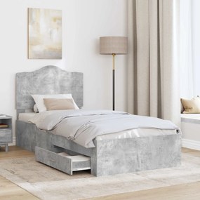 Rám postele s čelo Betonově šedá 100 x 200 cm Kompozitní dřevo 3413642