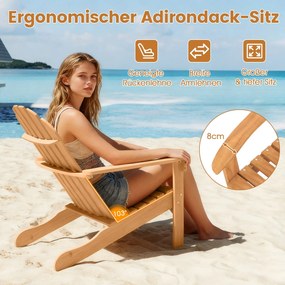 Costway Sada 2 židlí Adirondack, zahradní židle z akáciového dřeva se šikmým