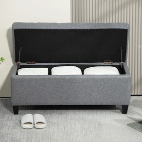 HOMCOM Lavice Čalouněná lavice s úložným prostorem Komoda Lavice do předsíně Ložnice Obývací pokoj Lněné polyesterové kaučukové dřevo Světle šedá 100…