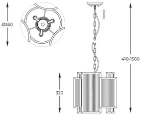 Zuma Line P0528-03A-V6AC - Lustr na řetězu SERGIO 3xE14/60W/230V zlatá