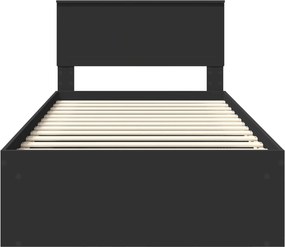 Rám postele s čelo Černá 100 x 200 cm Masivní borové dřevo 3410637