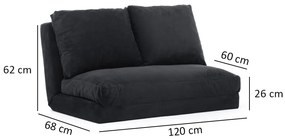 Hanah Home Futonová rozkládací pohovka TAIDA černá 859FTN1265