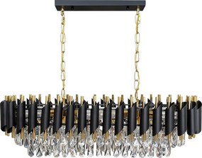 Lustr Cristal, 1x křišťálové/zlaté/černé kovové stínítko, g