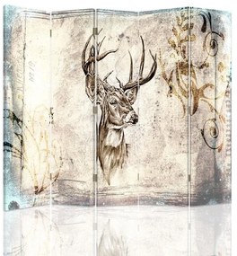 Ozdobný paraván, Elegantní jelen - 180x170 cm, pětidílný, klasický paraván