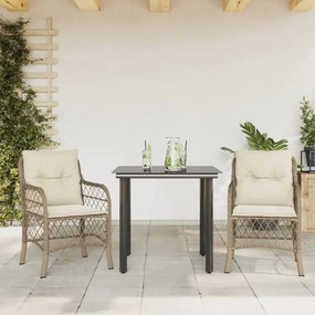 3dílný bistro set s poduškami béžový polyratan 3212145