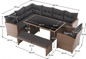 Zahradní ratanový set, šedohnědá/světle hnědá, SAGIR