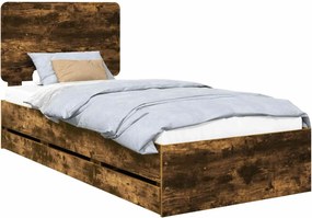 Rám postele s čelo Kouřový dub 90 x 190 cm Inženýrské dřevo 3412641