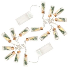 Sada Vánoční dekorace 8 LED, skleničky se stromky 2 řetězy
