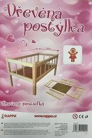RAPPA Dřevěná postýlka pro panenku / Nábytek pro panenky / 50 x 28 cm