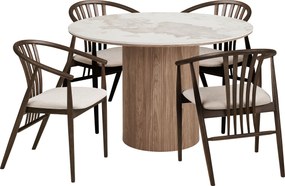 House Nordic Jídelní set stolu ATHENS a 4 židlí AGUSTIN 7771011-S