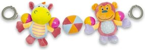 Dětské plyšové chrastítko do kočárku Baby Mix hrošík a opička