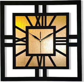 Velký, Moderní Nástěnný Hodinový Stroj, Geometrický, Loft, Čtverec, Zlatý, 50 cm