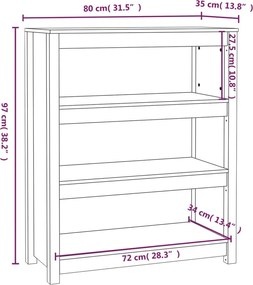 vidaXL Knihovna 80 x 35 x 97 cm masivní borovice [821679] Barva: Šedá