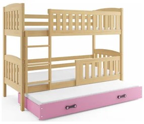 Dětská patrová postel KUBUS s výsuvnou postelí 90x200 cm - borovice Bílá