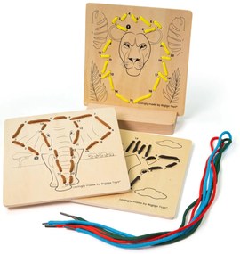 Bigjigs Toys Provlékání podle čísel Divoká zvířata