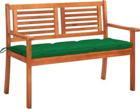 vidaXL 2místná zahradní lavice s poduškou 120 cm masivní eukalyptus [3060991] Barva: Zelená