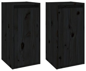Nástěnné skříňky 2 ks černé 30 x 30 x 60 cm masivní borovice - Default Title